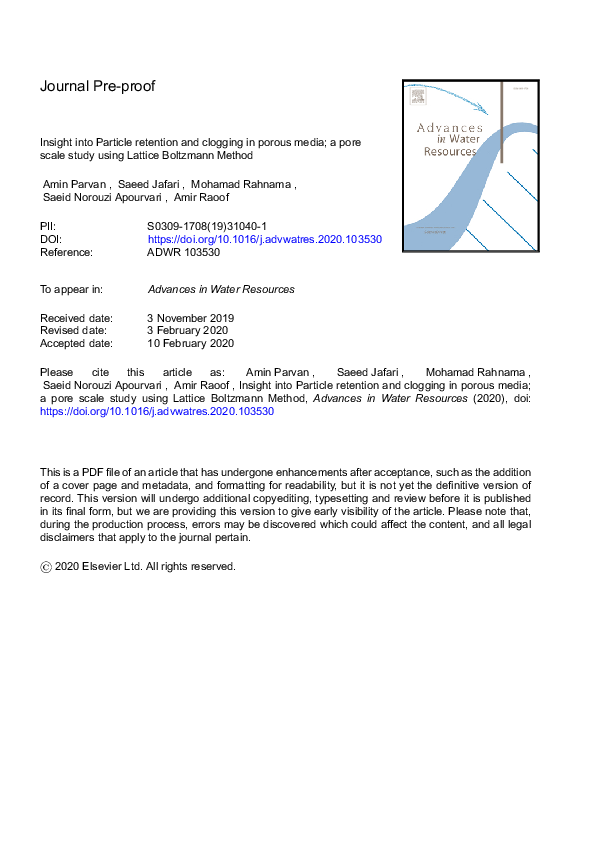 (PDF) Insight into particle retention and clogging in porous media; a ...