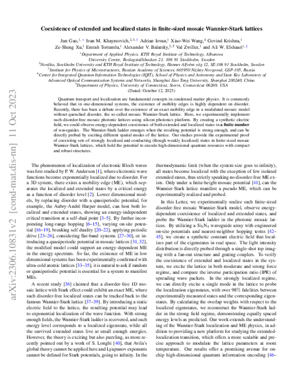 (PDF) Observation of Wannier-Stark ladder beyond mobility edge in ...