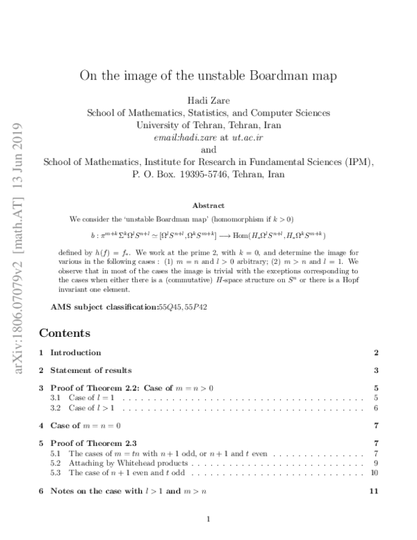 (PDF) On the image of the unstable Boardman map