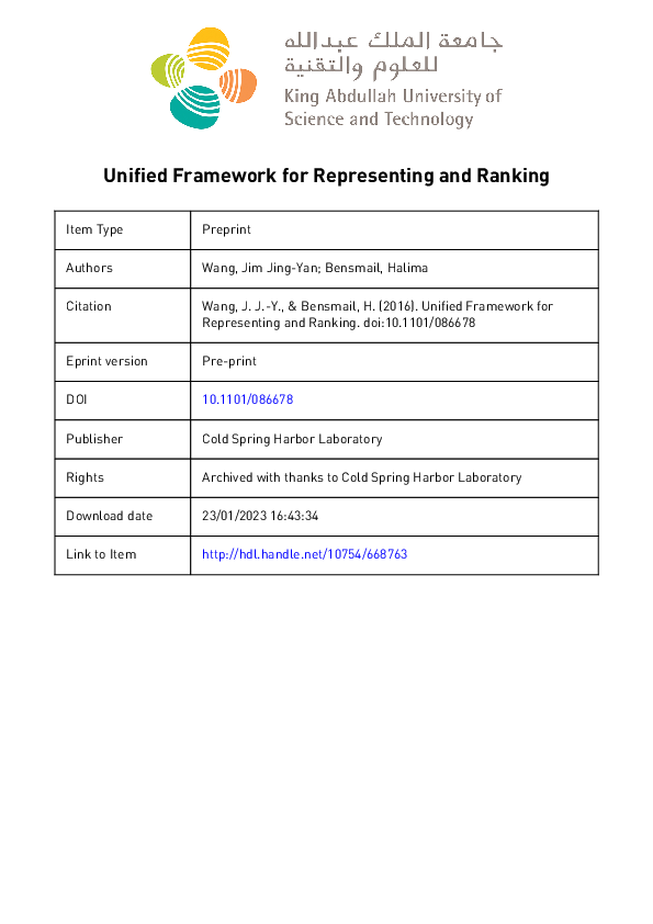 (PDF) Unified framework for representing and ranking