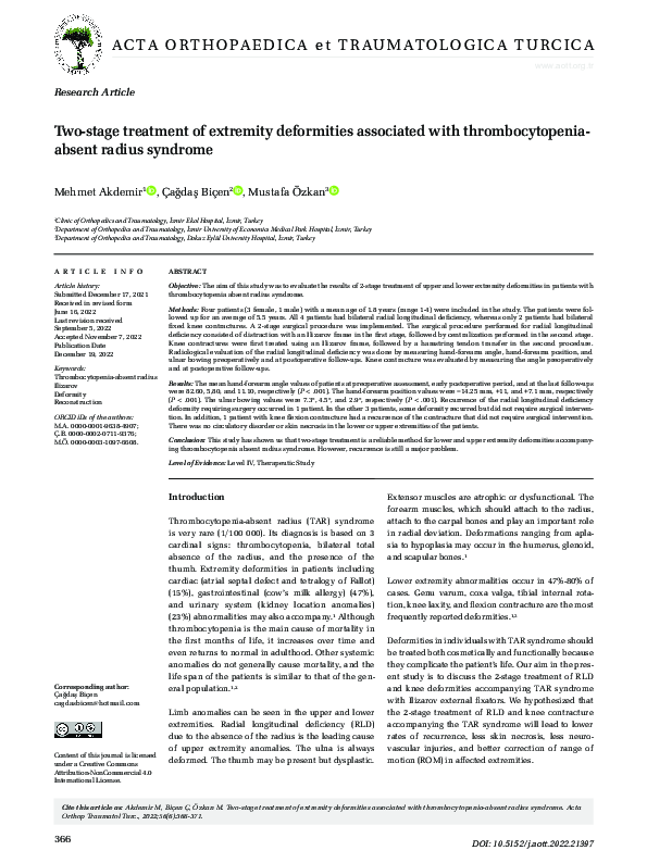 (PDF) Two-stage treatment of extremity deformities associated with ...
