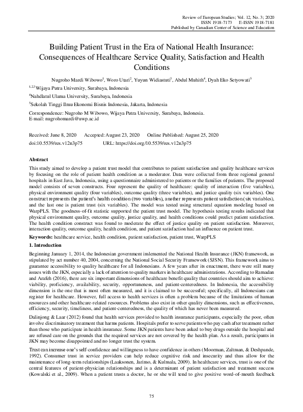 (PDF) Building Patient Trust in the Era of National Health Insurance ...