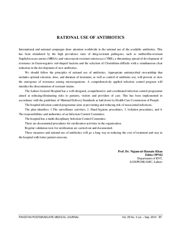 (PDF) Rational Use of Antibiotics