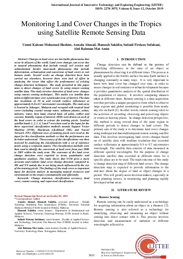 (PDF) Monitoring Land Cover Changes in the Tropics using Satellite ...