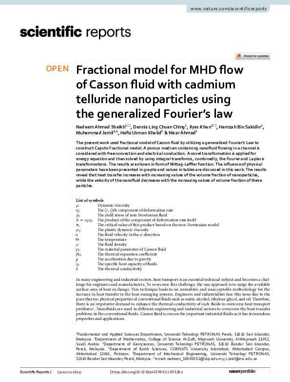 (PDF) Fractional model for MHD flow of Casson fluid with cadmium ...