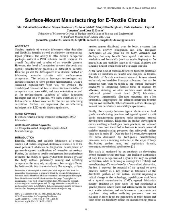 (PDF) Surface-mount manufacturing for e-textile circuits