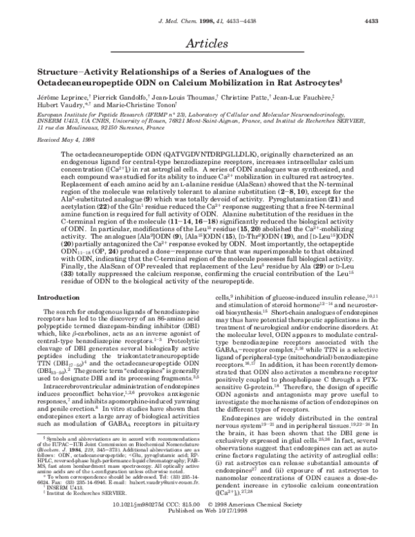 (PDF) Structure−Activity Relationships of a Series of Analogs of the ...
