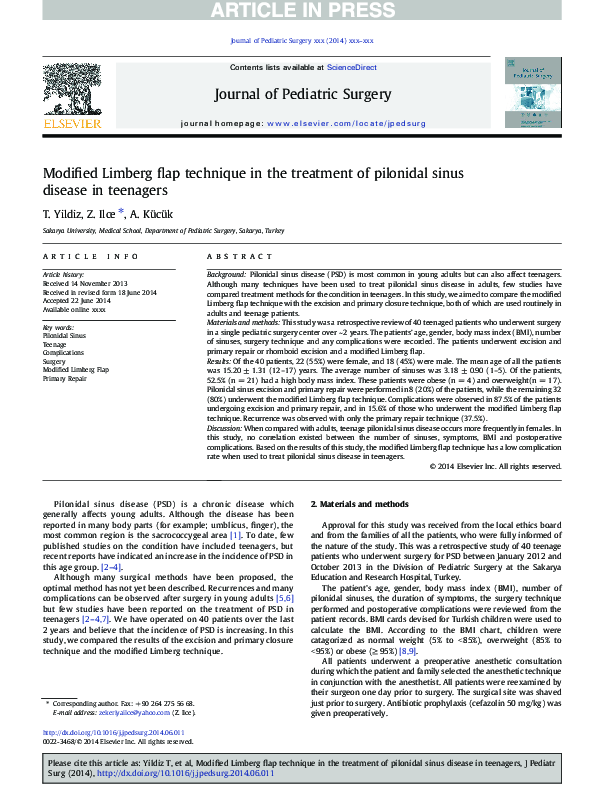 (PDF) Modified Limberg flap technique in the treatment of pilonidal ...