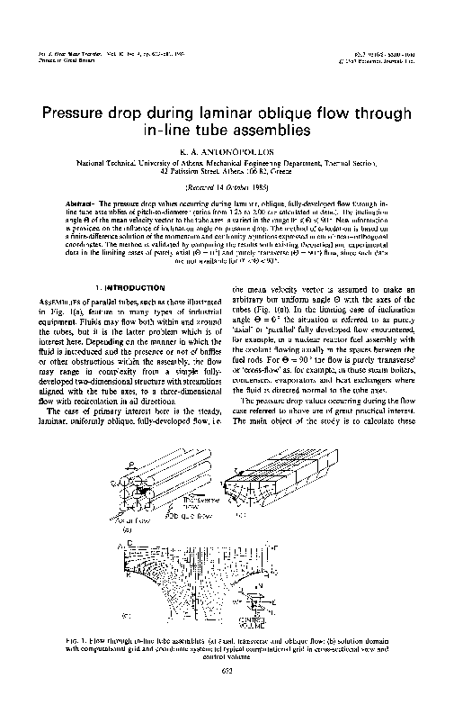 (PDF) Pressure drop during laminar oblique flow through in-line tube ...