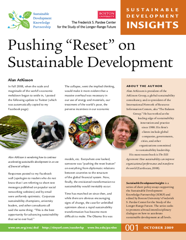 (PDF) Pushing „Reset‟ on Sustainable Development