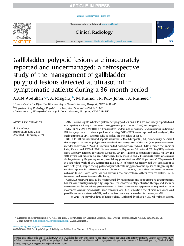(PDF) Gallbladder polypoid lesions are inaccurately reported and ...