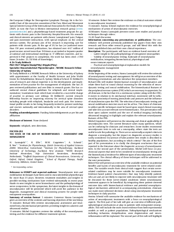 (PDF) The state of the art of neurodynamics – Assessment and management