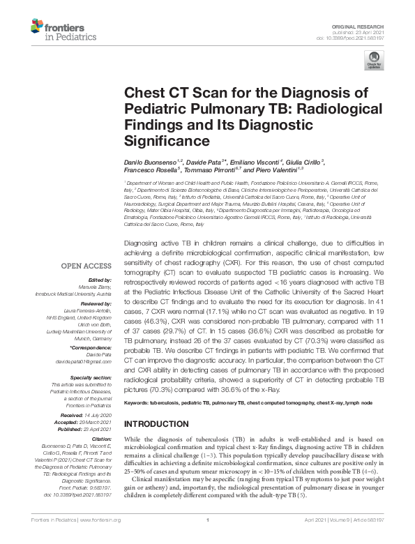 (PDF) Chest CT Scan for the Diagnosis of Pediatric Pulmonary TB ...