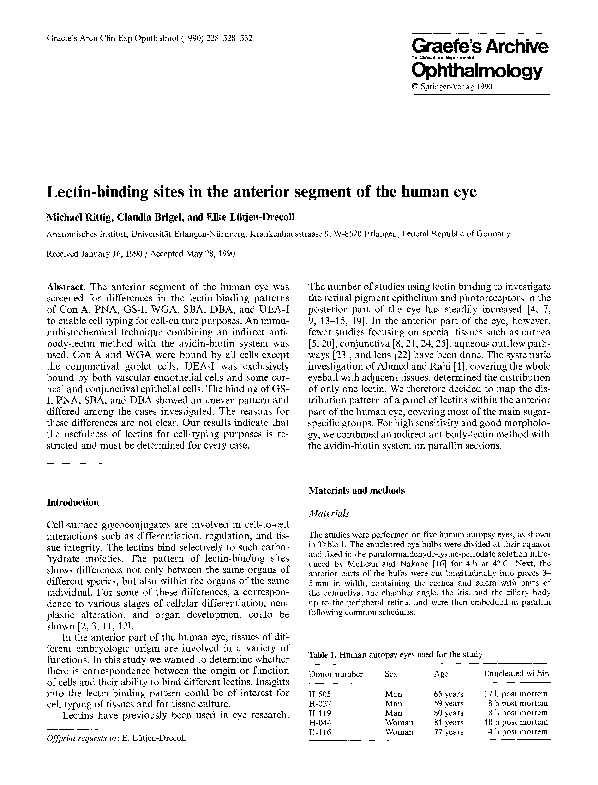 (PDF) Lectin-binding sites in the anterior segment of the human eye