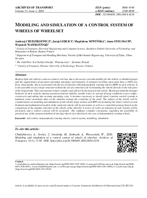 (PDF) Modeling and simulation of a control system of wheels of wheelset