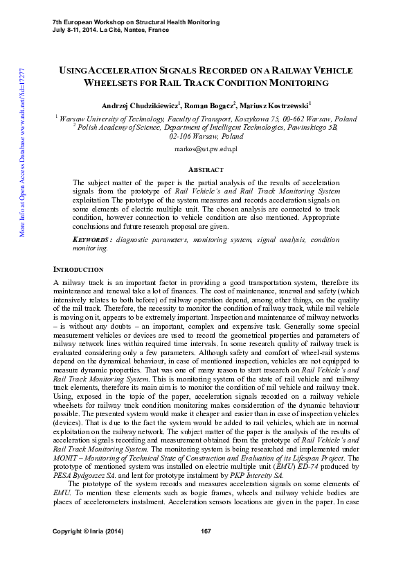 (PDF) Using Acceleration Signals Recorded on a Railway Vehicle ...