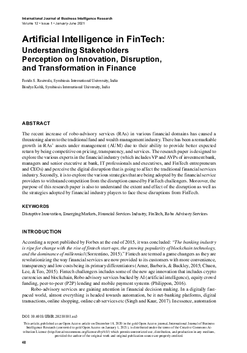 (PDF) Artificial Intelligence in FinTech