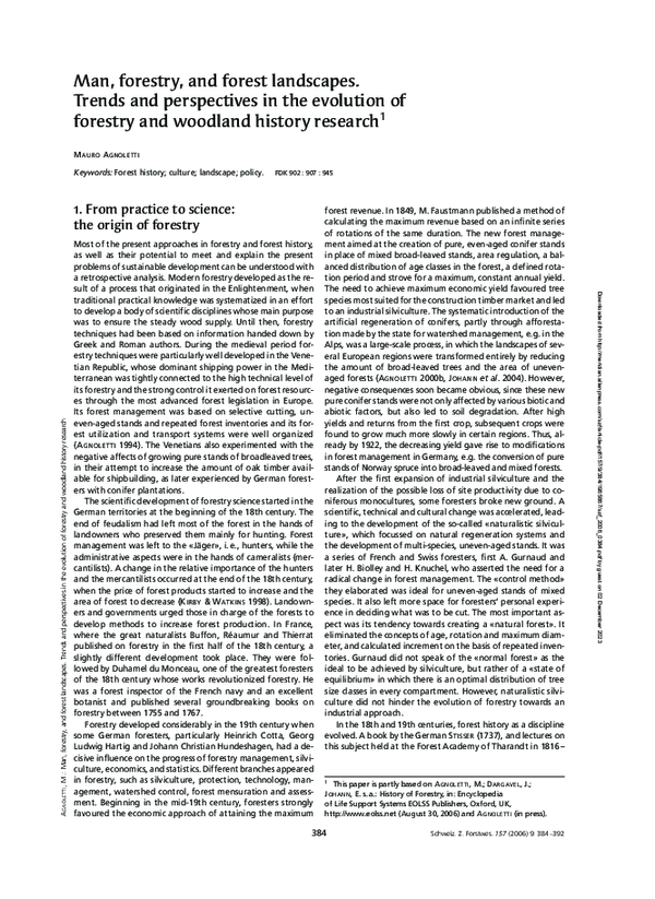 (PDF) Man, forestry, and forest landscapes. Trends and perspectives in ...
