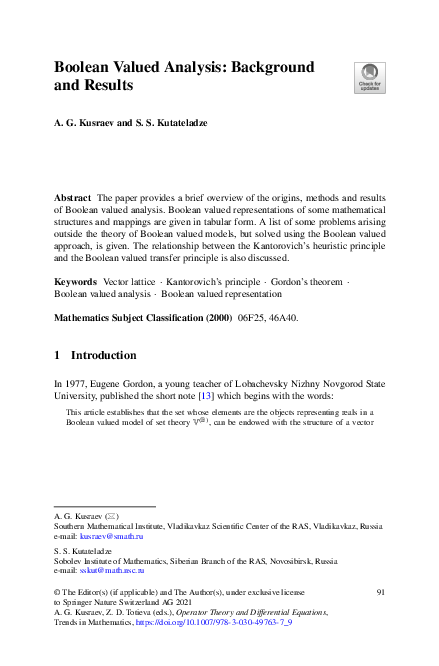 (PDF) Boolean Valued Analysis: Background and Results