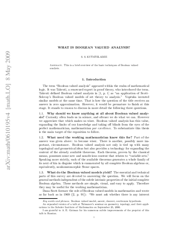 Pdf What Is Boolean Valued Analysis Anatoly G Kusraev