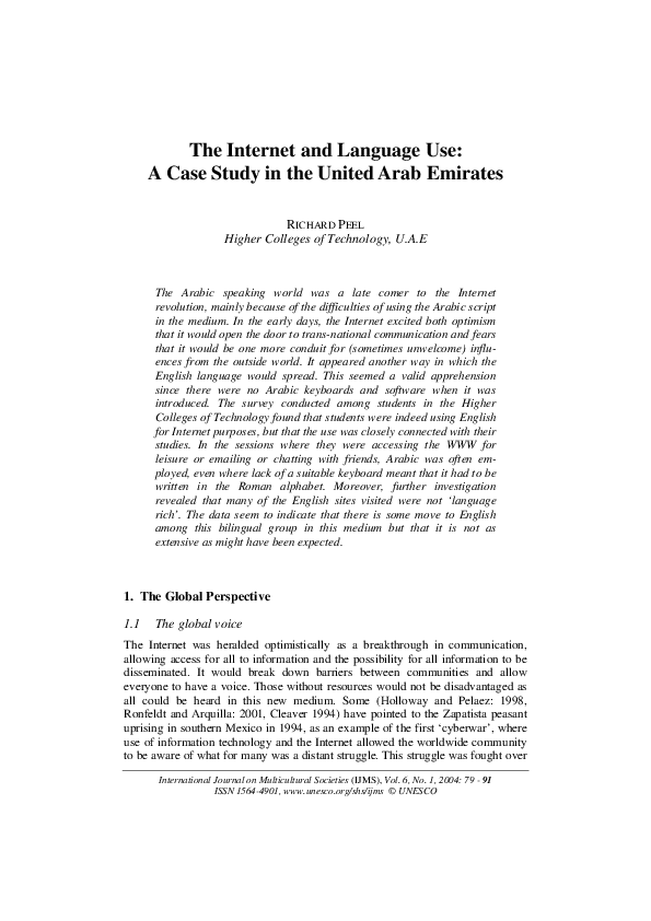 (PDF) The Internet and language use: A case study in the United Arab ...