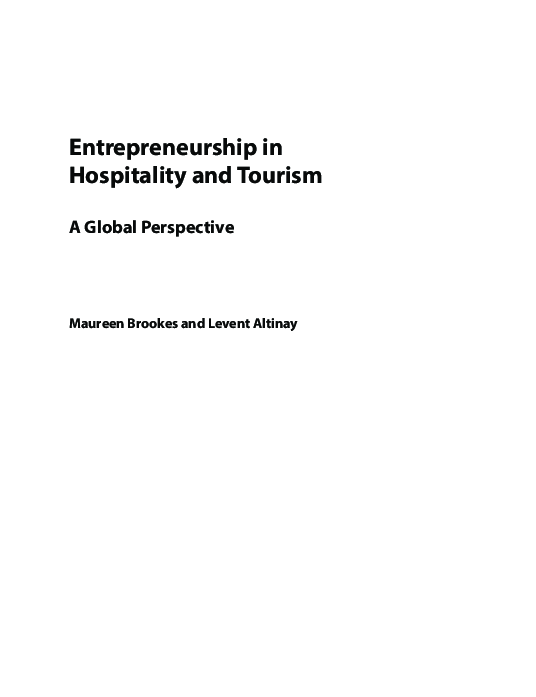 (PDF) Entrepreneurship in Hospitality and Tourism: a global perspective