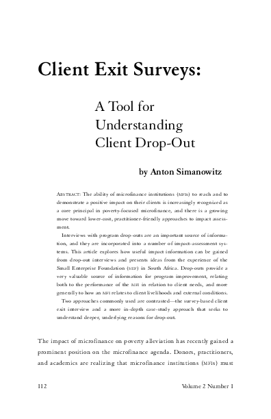 (PDF) Client Exit Surveys: A Tool for Understanding Client Drop-Out