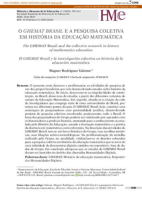 (PDF) O GHEMAT Brasil e a pesquisa coletiva em história da educação ...