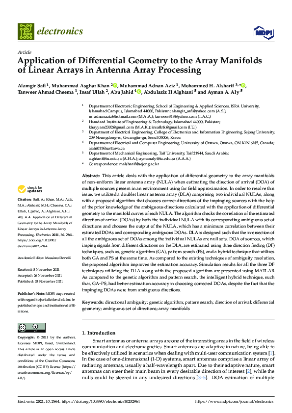 (PDF) Application of Differential Geometry to the Array Manifolds of ...