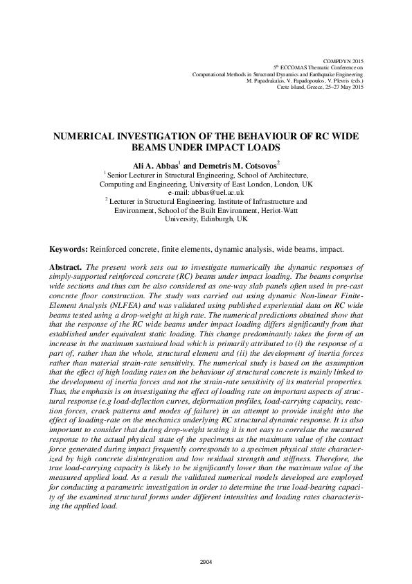 (PDF) Numerical Investigation of the Behaviour of RC Wide Beams Under Impact Loads
