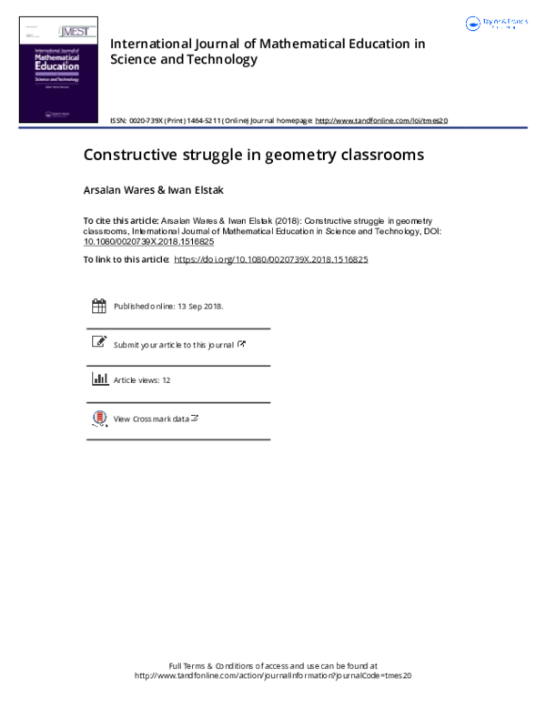 (PDF) Constructive struggle in geometry classrooms
