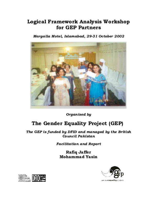 (PDF) Logical Framework Analysis Workshop for Gender Equality Project ...