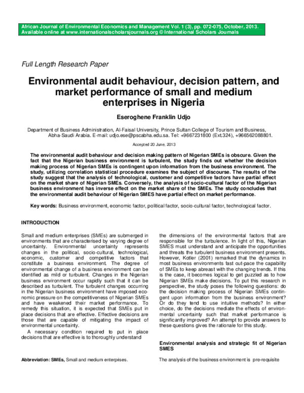 (PDF) Environmental audit behaviour