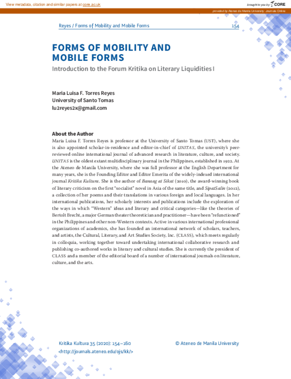 (PDF) Forms of Mobility and Mobile Forms