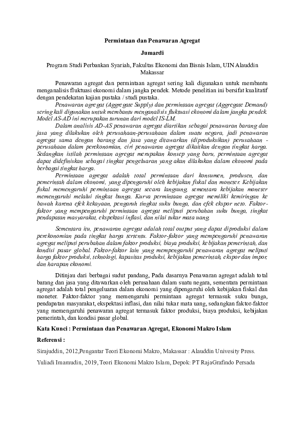 (PDF) Permintaan dan Penawaran Agregat