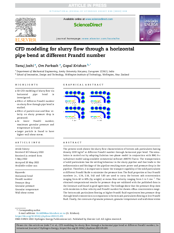 (PDF) CFD modeling for slurry flow through a horizontal pipe bend at different Prandtl number