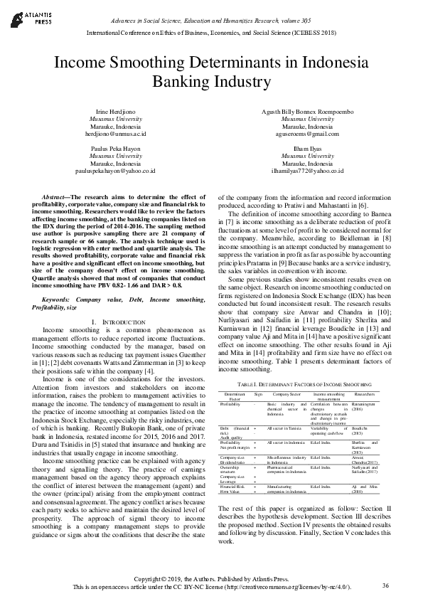 (PDF) Income Smoothing Determinants in Indonesia Banking Industry