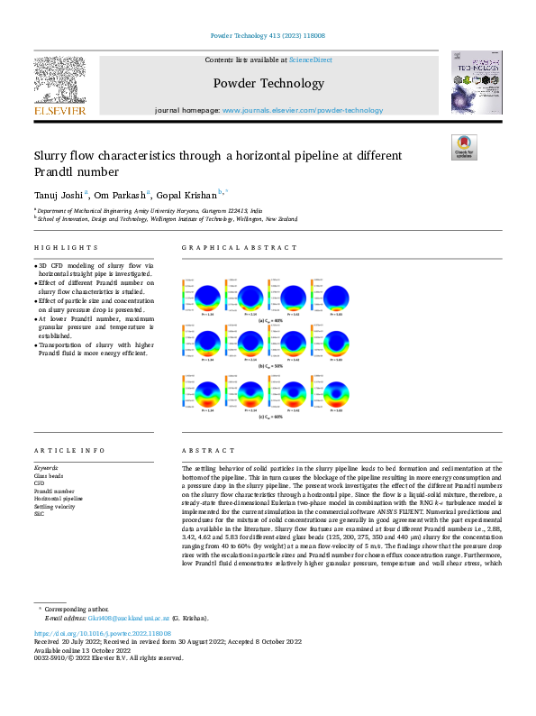 (PDF) Slurry flow characteristics through a horizontal pipeline at different Prandtl number