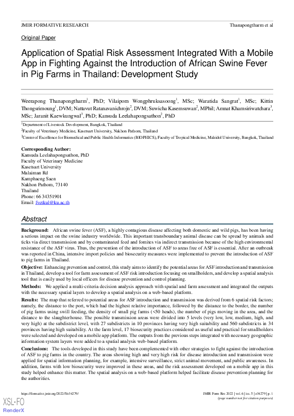 (PDF) Application of Spatial Risk Assessment Integrated With a Mobile ...
