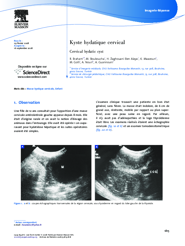 (PDF) Kyste hydatique cervical