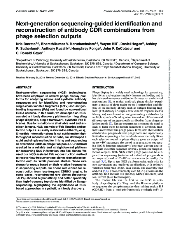 (PDF) Next-generation sequencing-guided identification and reconstruction of antibody CDR ...