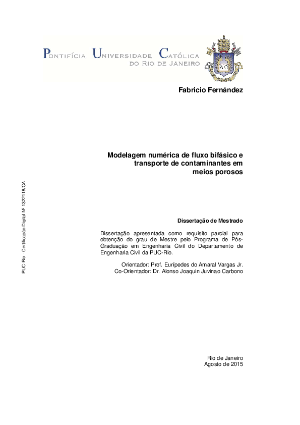 (PDF) Modelagem Numérica De Fluxo Bifásico e Transporte De ...