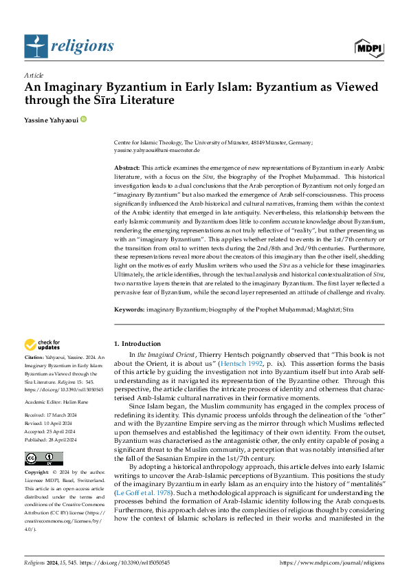 (PDF) An Imaginary Byzantium in Early Islam: Byzantium as Viewed ...
