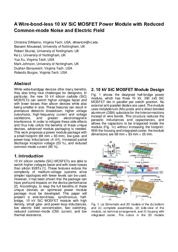(PDF) A Wire-bond-less 10 kV SiC MOSFET Power Module with Reduced ...