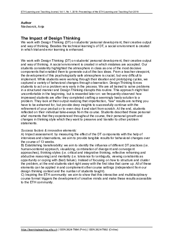 (PDF) The Impact of Design Thinking