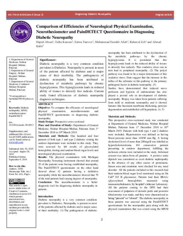 (PDF) Comparison of Efficiencies of Neurological Physical Examination ...
