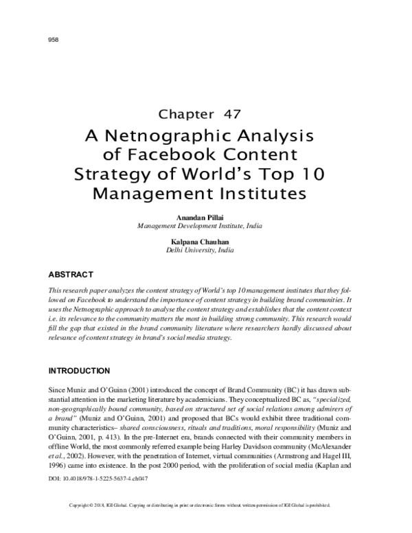 (PDF) A Netnographic Analysis of Facebook Content Strategy of World's ...