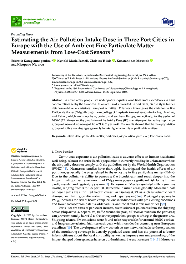 (PDF) Estimating the Air Pollution Intake Dose in Three Port Cities in Europe with the Use of ...