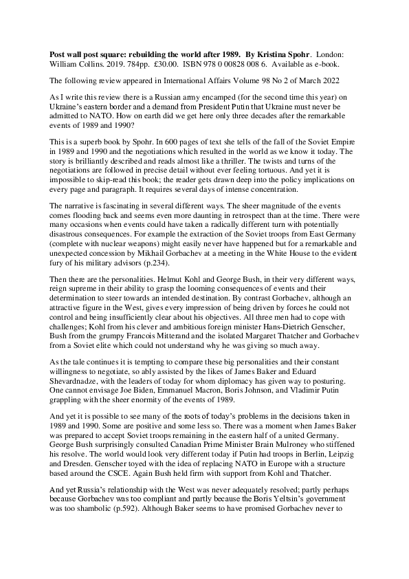 (PDF) Review of "Post wall post square: rebuilding the world after 1989 ...