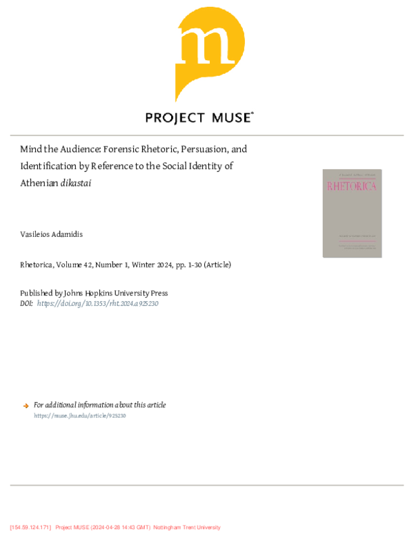 (PDF) Mind the audience: Forensic Rhetoric, Persuasion, and ...